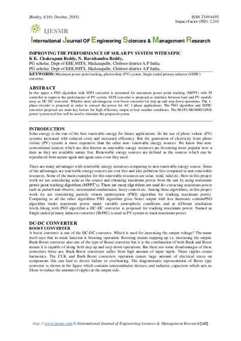 pdf improving the performance of solar pv system with sepic