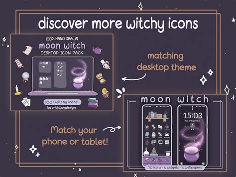 Moon Witch Desktop Folder Icon And Wallpaper Pack For Windows Mac