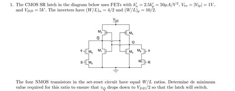 Solved 1 The Cmos Sr Latch In The Diagram Below Uses