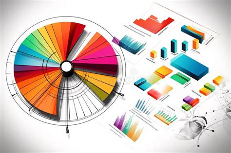 Data Visualization Charts Diagrams Vibrantly Illustration With White Background Stock