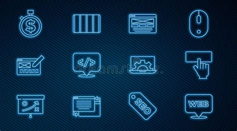 Set Line Web And Graphic Design Keyboard Ui Or Ux Front End Development Time Is Money And