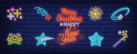 Christmas Stars Neon Sign Set Png Images Eps Free Download Pikbest