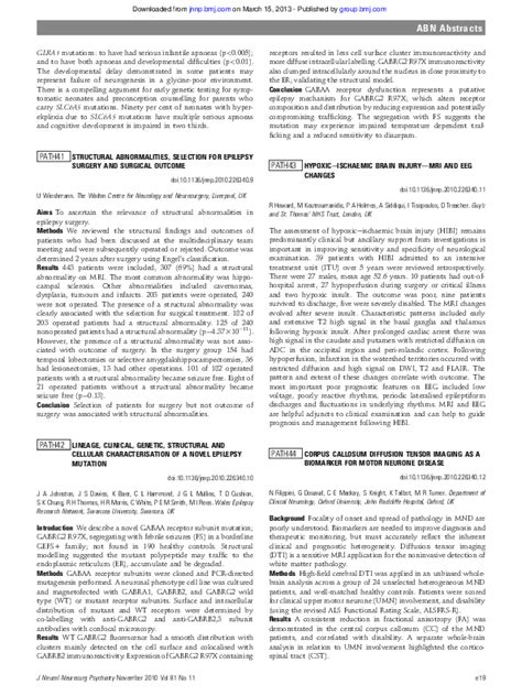 Pdf Path44 Corpus Callosum Diffusion Tensor Imaging As A Biomarker For Motor Neurone Disease