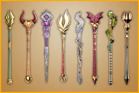 Stylized Wizard Staffs Fantasy Rpg Weapons Pack 3d 武器 Unity Asset Store