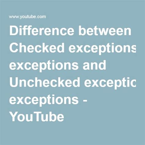 Difference Between Checked Exceptions And Unchecked Exceptions