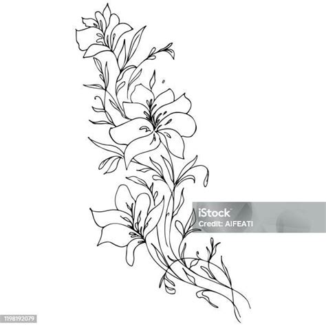 조각 된 손으로 그린 추상적인 런치 복고풍 꽃 손 윤곽 오키드 어떤 목적을 위한 좋은 디자인 윤곽선 벡터입니다 자연 배경입니다 열대 식물 꽃 무늬 추상 미술 배경 귀여운에