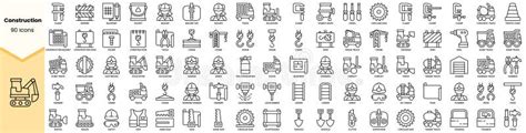 Set Of Construction Icons Simple Line Art Style Icons Pack Stock