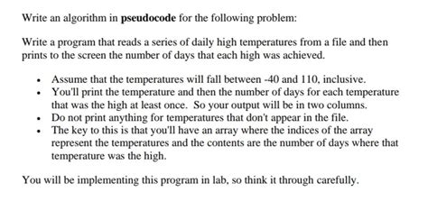 Solved Write An Algorithm In Pseudocode For The Following Chegg
