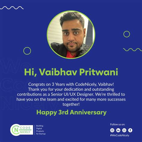 🎉 Congratulations Vaibhav On 3 Years 🎉 Today Marks Three Years Since Vaibhav Pritwani Joined