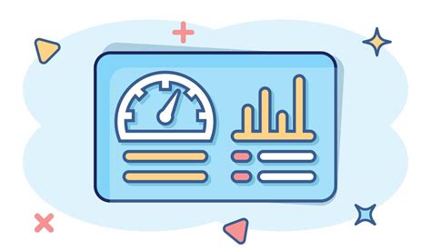 Dashboard Icon In Comic Style Finance Analyzer Cartoon Vector