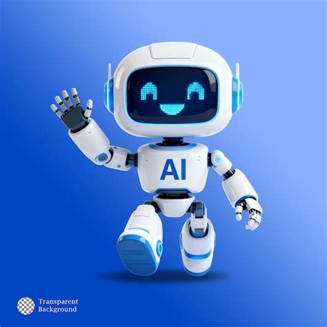 Friendly Ai Robot Character Waving Hello Premium Psd