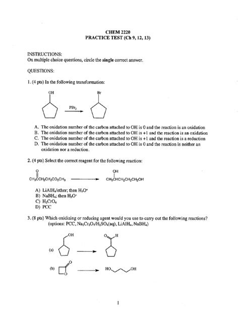 chem 2220 practice exam 1 pdf