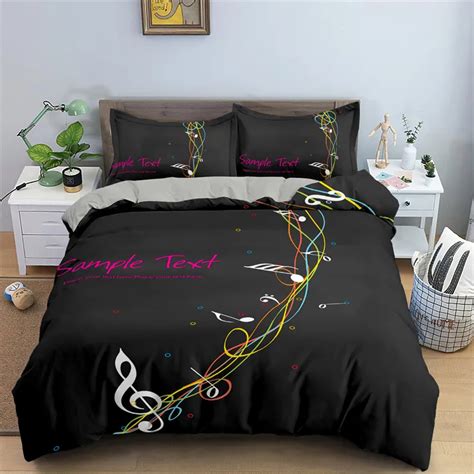 Music Theme Duvet Cover Microfiber Musical Symbols Comforter Cover