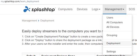 how do i create deployment packages splashtop business support