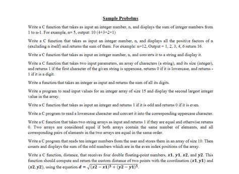 Solved Write A C Function That Takes As Input An Integer Chegg