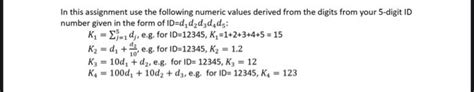 Solved In This Assignment Use The Following Numeric Values