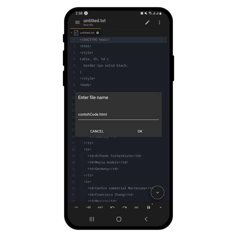 cara membuat website dengan html di android
