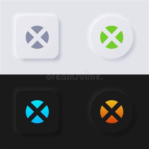 Cross Icon Set Multicolor Neumorphism Button Soft Ui Design Stock Vector Illustration Of