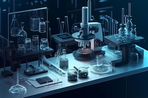 Premium AI Image Nano Digital Laboratory Biotechnology Of The Future Neural Network AI Generated