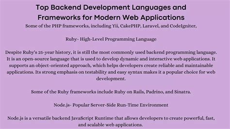 Top Backend Development Languages And Frameworks For Modern Web