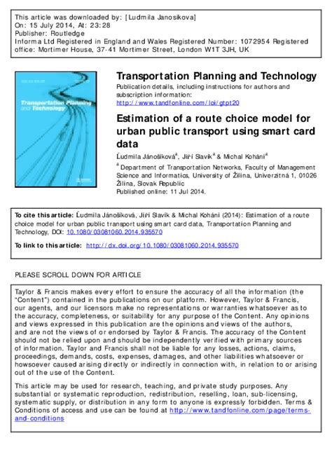 Pdf Estimation Of A Route Choice Model For Urban Public Transport