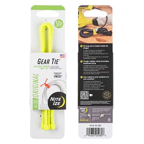 Nite Ize 12 Inch Gear Tie Twist Tie Neon Yellow Sportsmans Warehouse