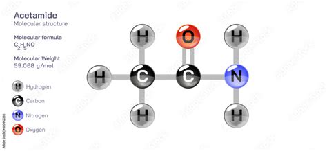 Acetamide Molecular Structure Formula Periodic Table Structural Molecular Formula Vector Design