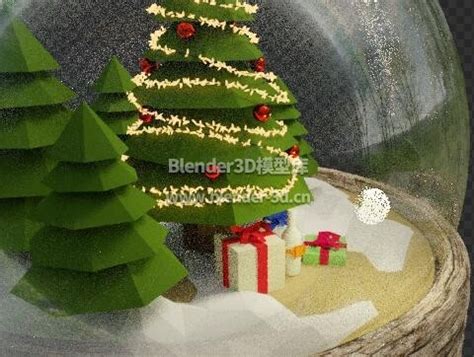 Blender Lowpoly几何圣诞礼物球水晶球3d模型素材资源免费下载 Blender3d模型库