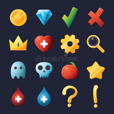 Game Ui Assets Set Gaming User Interface Icons Collection Stock Vector Illustration Of Paper