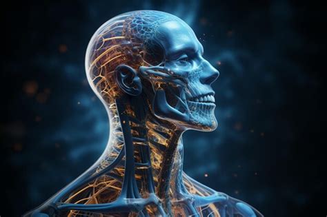 Neuro Surge Neural Structure And Human Skeleton Integration Premium Ai Generated Image