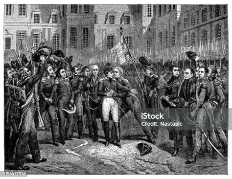 나폴레옹 보나파르트 안뜰에 제국 경비원이 있습니다 19세기에 대한 스톡 벡터 아트 및 기타 이미지 Istock