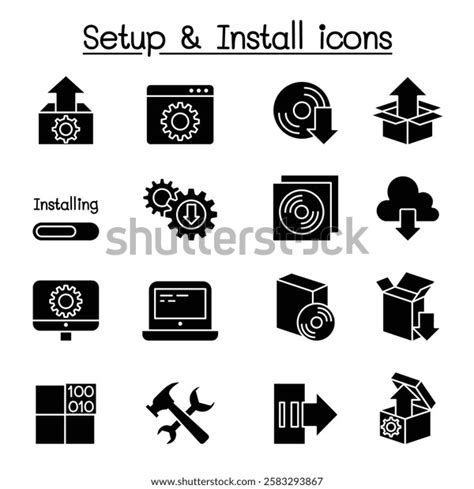 Setup Configuration Maintenance Installation Icon Set Stock Vector