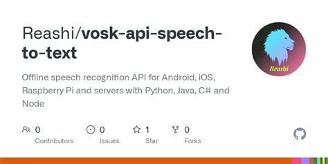 github reashi vosk api speech to text offline speech recognition api