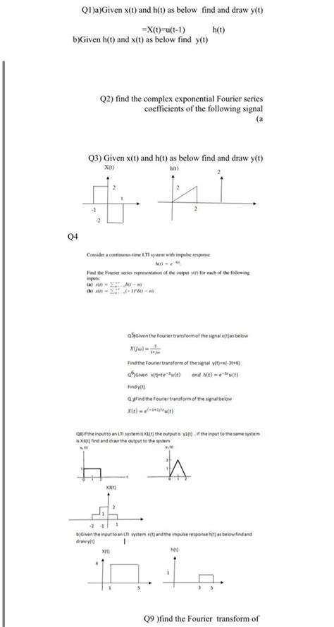 solved q1 a given x t and h t as below find and draw y t