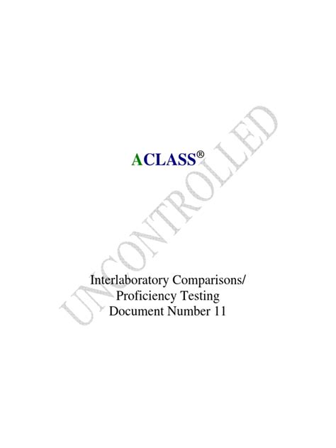 Class Interlaboratory Comparisons Proficiency Testing Document Number 11 Pdf Calibration