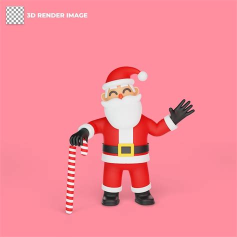Premium Psd 3d Rendering Of Santa With A Candy Cane
