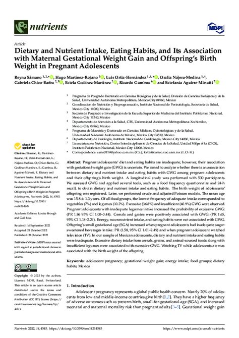 Pdf Dietary And Nutrient Intake Eating Habits And Its Association With Maternal Gestational