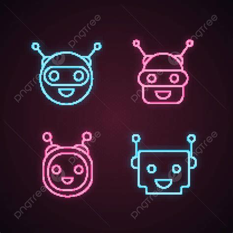Chatbots Neon Light Icons Set Agent Talkbot Bot Vector Agent Talkbot Bot Png And Vector With