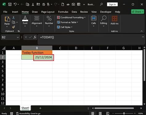 Excel TODAY Function