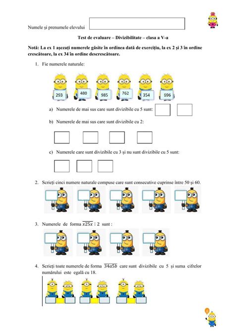 Test Divizibilitate Interactive Worksheet Live Worksheets