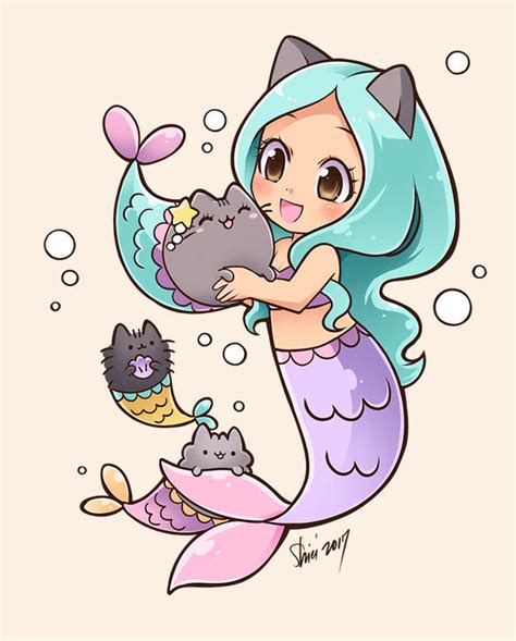 Mermaid Pusheen By Nekoshiei On Deviantart
