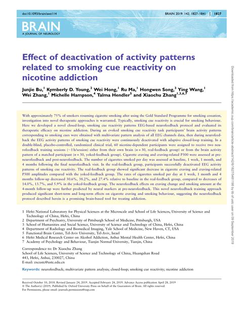 Pdf Effect Of Deactivation Of Activity Patterns Related To Smoking