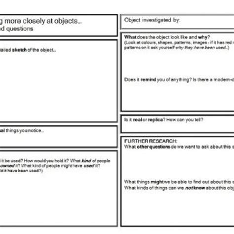 Looking At Objects Object Enquiry Form • Mylearning