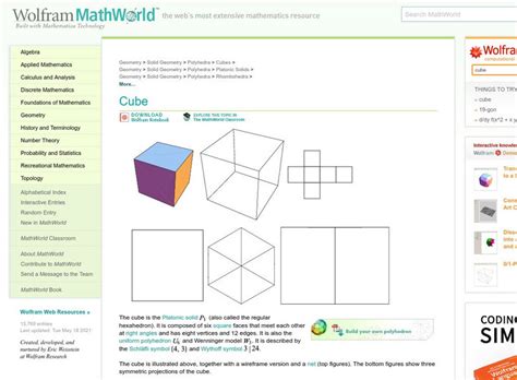 Wolfram Math World Cube Unit Plan For 9th 10th Grade Lesson Planet