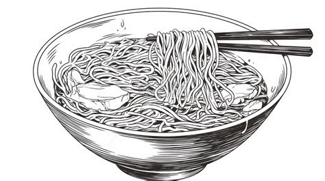 黑白简笔画美味可口的卡通面条插画图片下载 正版图片402613336 摄图网