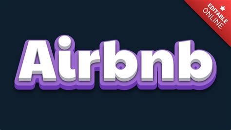 Airbnb White Purple 3d Text Effect Generator