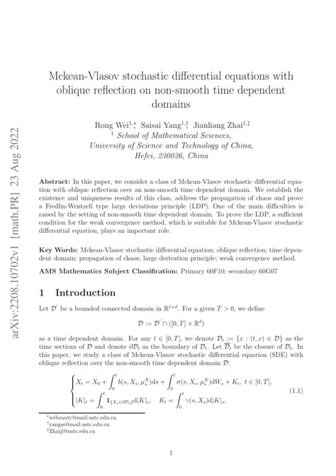Pdf Mckean Vlasov Stochastic Differential Equations With Oblique Reflection On Non Smooth Time