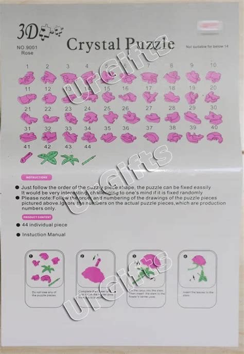 3D Crystal Puzzle Jigsaw Model 44 pcs in a Box Rose RED | eBay