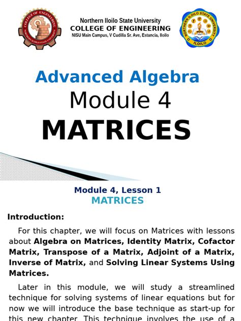 Adv A Module 4 Matrices Pdf