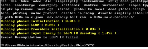 Retdec Bin2llvmir Fails With Decompilation To Llvm Ir Failed During